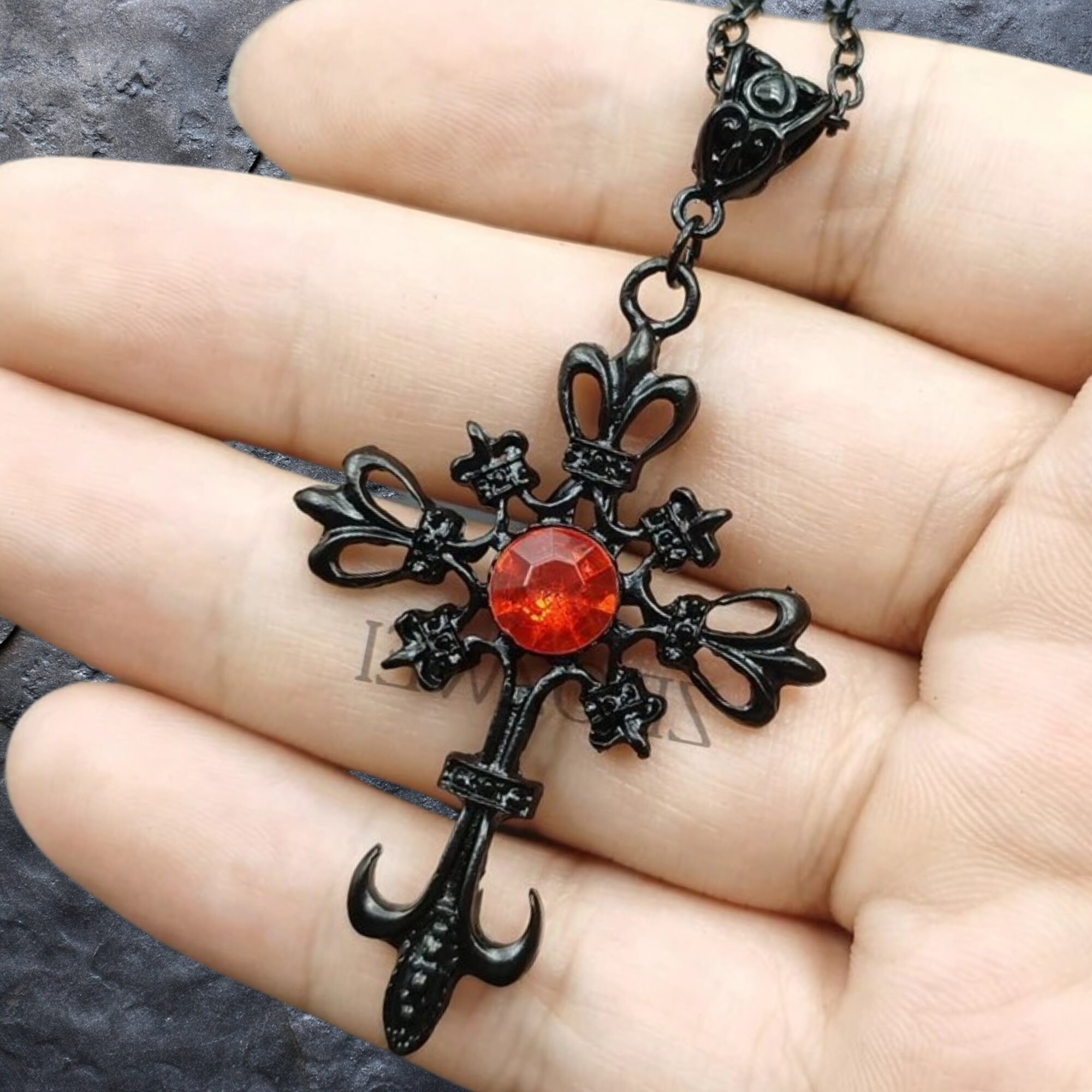 Gothic Punk Cross Necklace Gothic Cross Choker Cross - Etsy