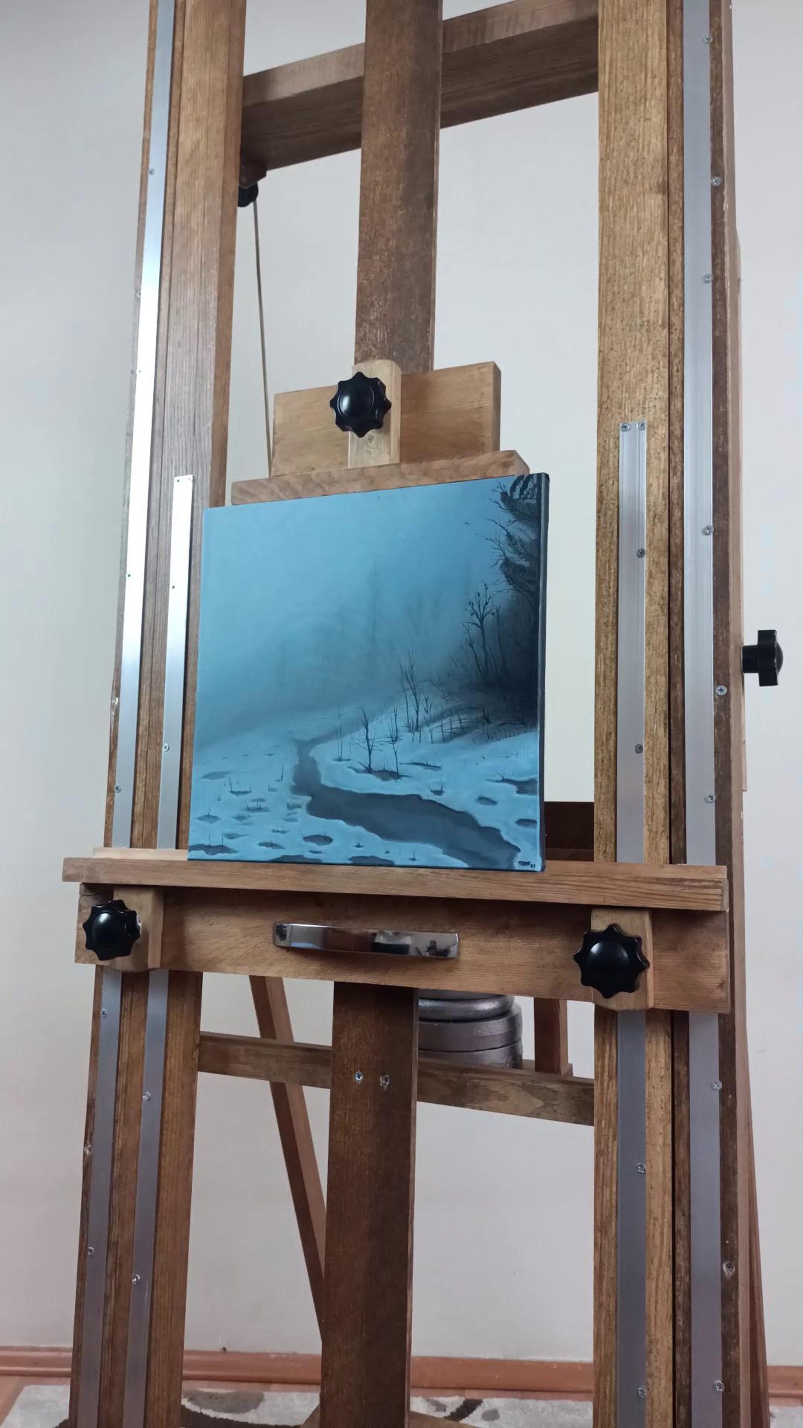 Handcrafted Counterweight Studio Easel: Kiln-dried Pine, Adjustable ...