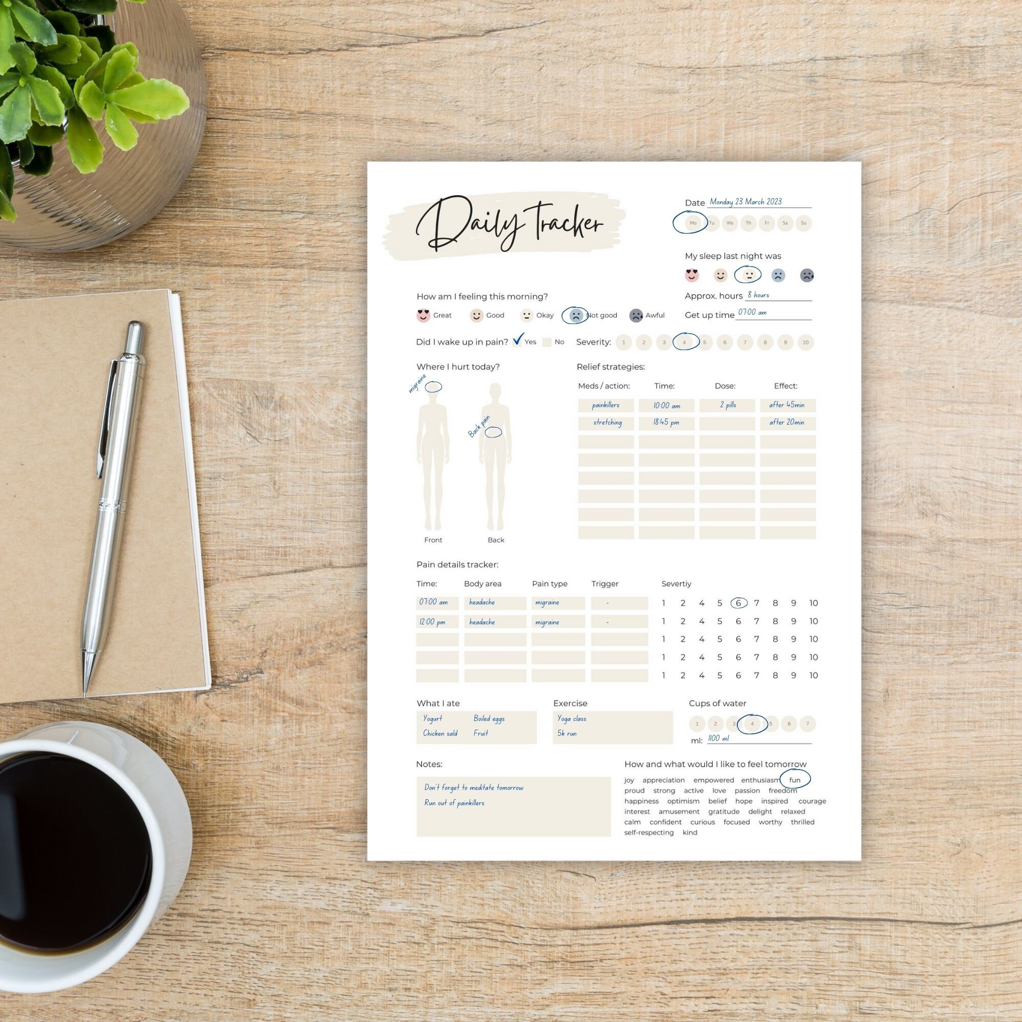 Printable Chronic Illness Tracker Symptom Tracker Daily Pain - Etsy Printable Chronic Illness Tracker Symptom Tracker Daily Pain - Etsy