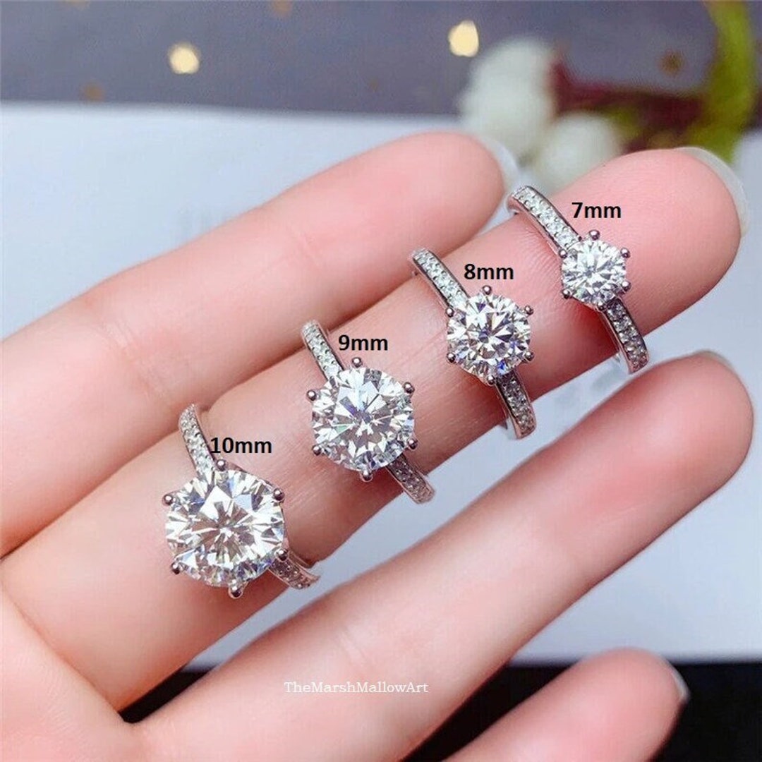 7mm 8mm 9mm 10mm Brilliant Cut Round Simulated Diamond Wedding Ring ...