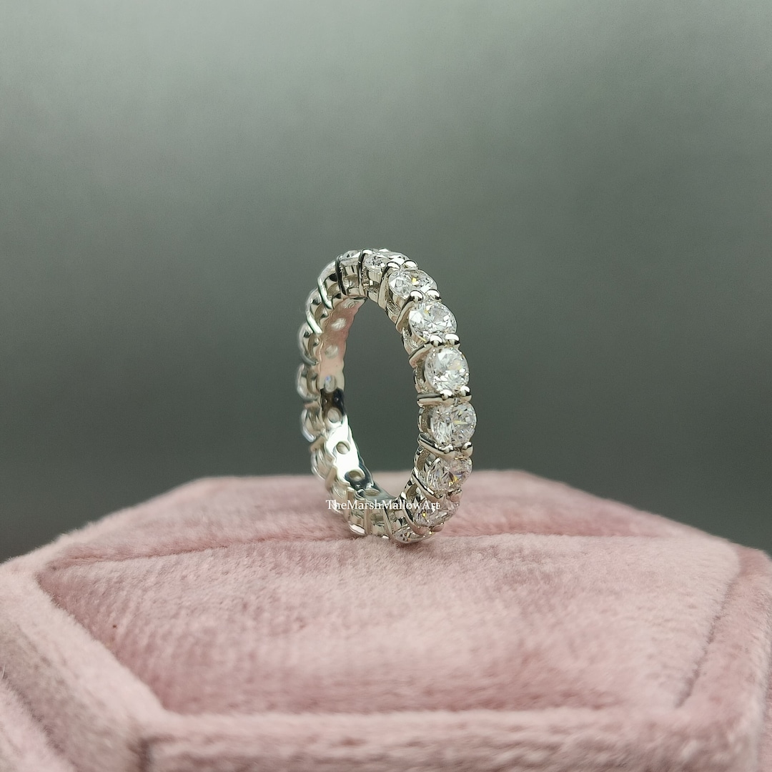 3.5MM Round Diamond Engagement Band / 2.94CT Simulated Diamond Full ...