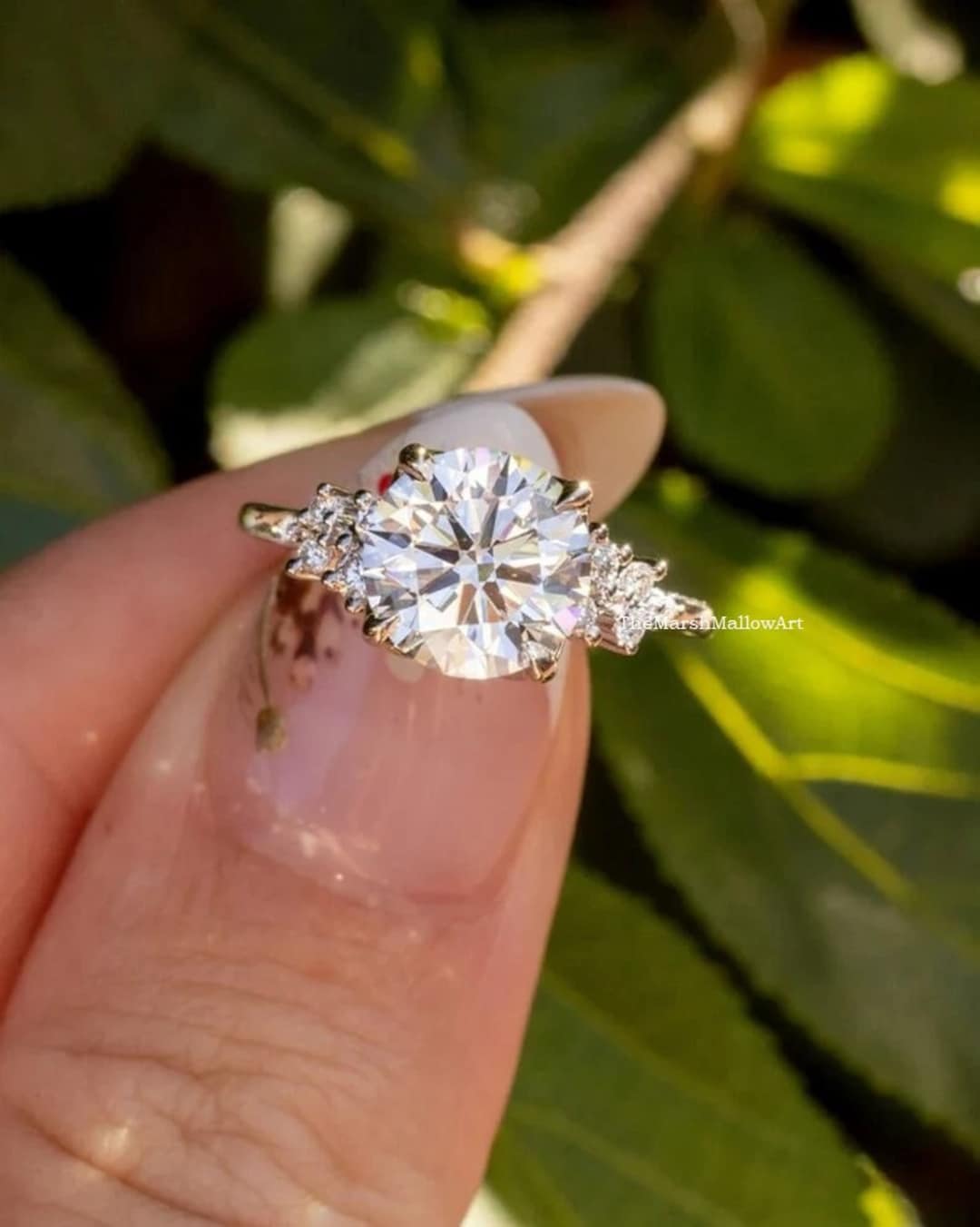 3CT Round Cut Simulant Diamond 925 Starling Silver / 14K Gold Plated ...