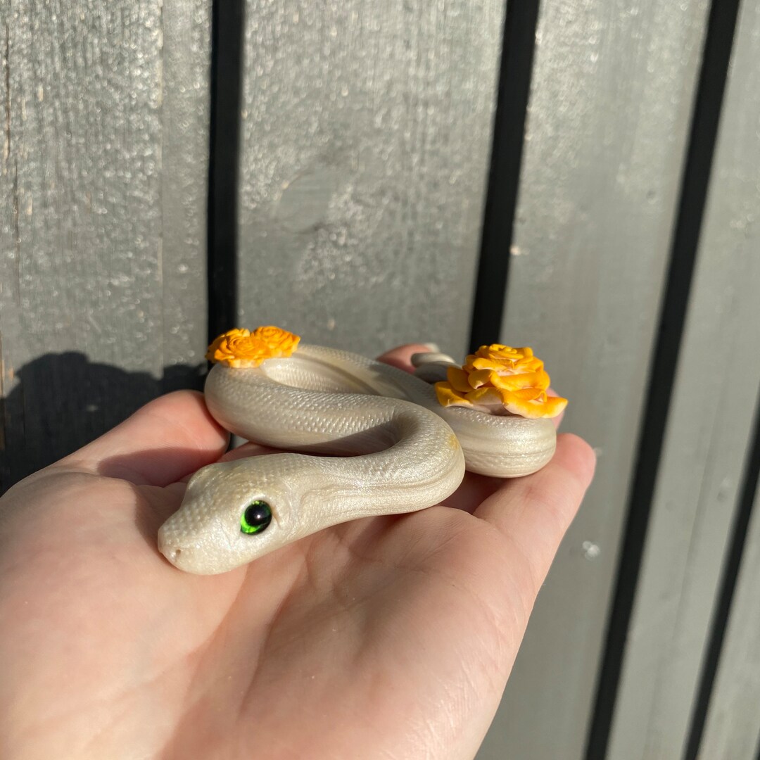 Snake Snake Figurine Snake Sculpture Polymerclay Snakes With Flowers ...