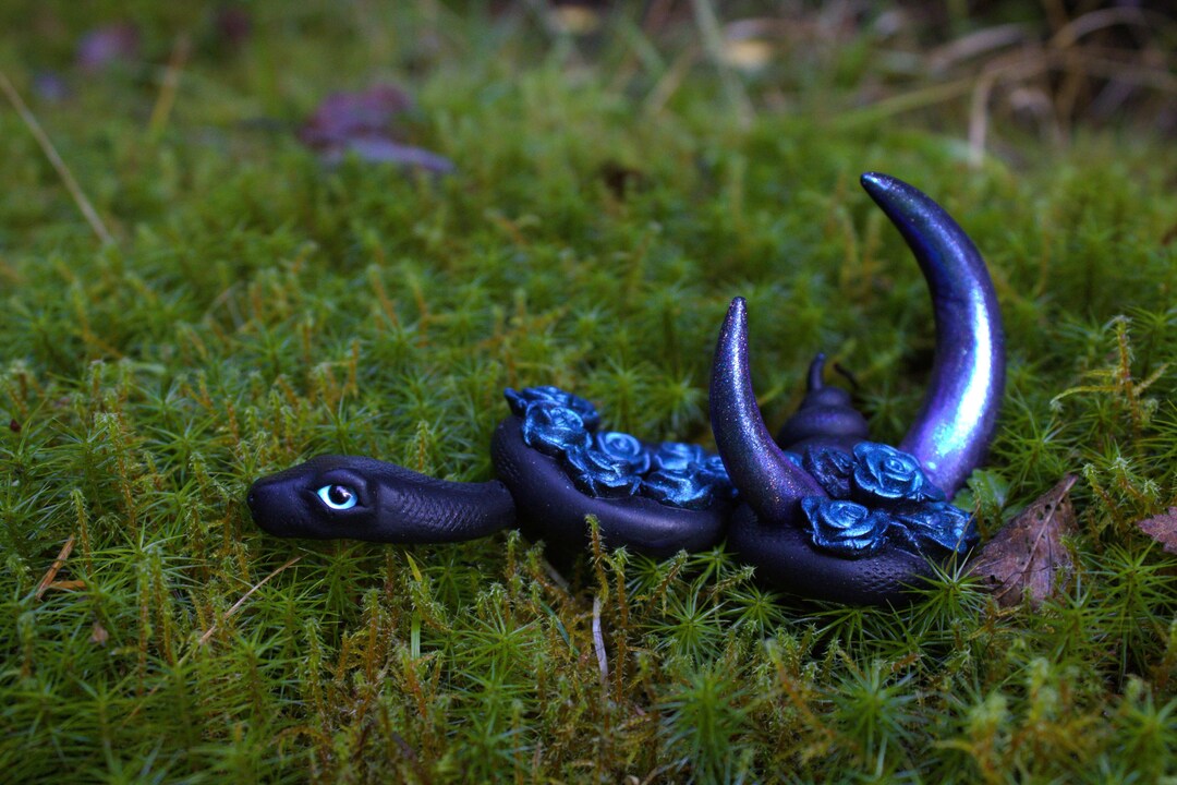 Orion the Lazy Snake - Black Snake With Holograpic Moon - Mythical ...