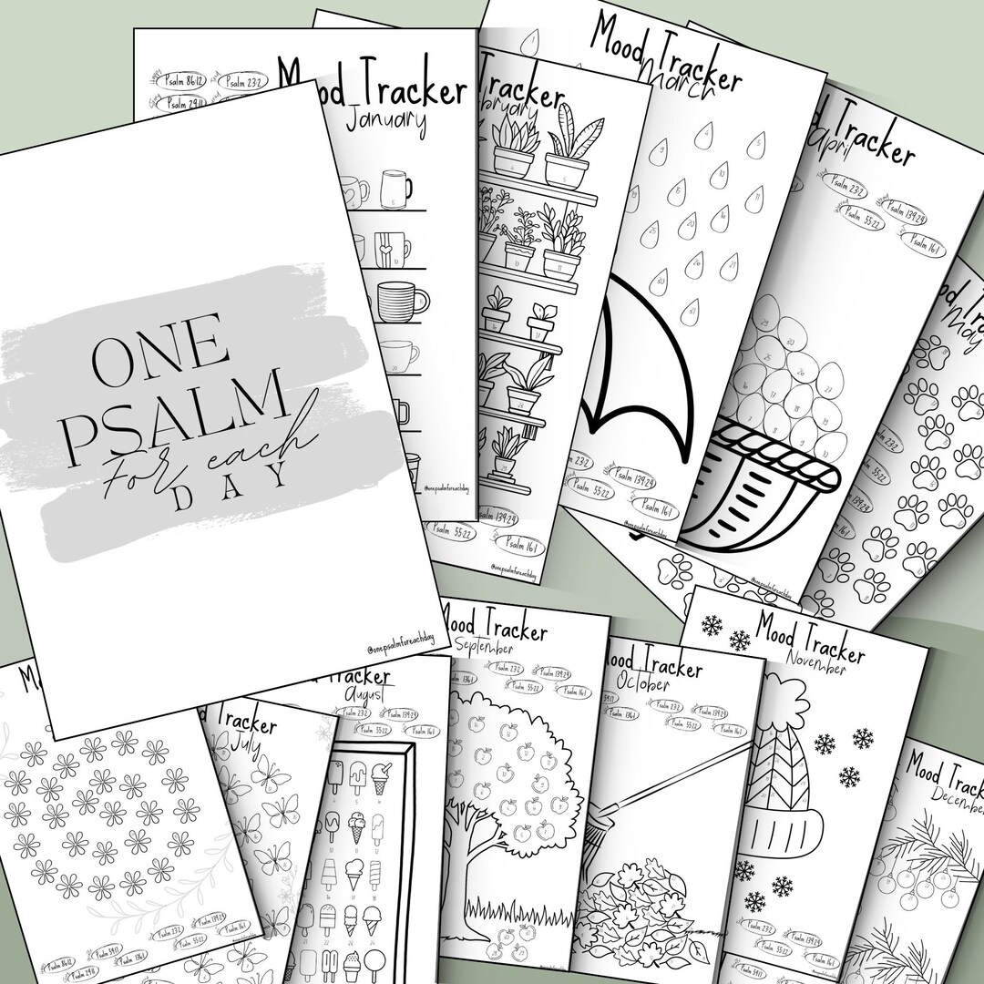 Printable Mood Tracker Christian Bullet Journal One Psalm for Each Day ...