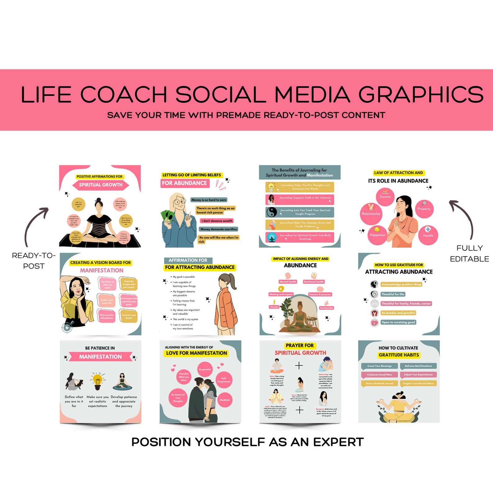 30 Life Coaching Mental Health Infographics Instagram Canva Templates ...