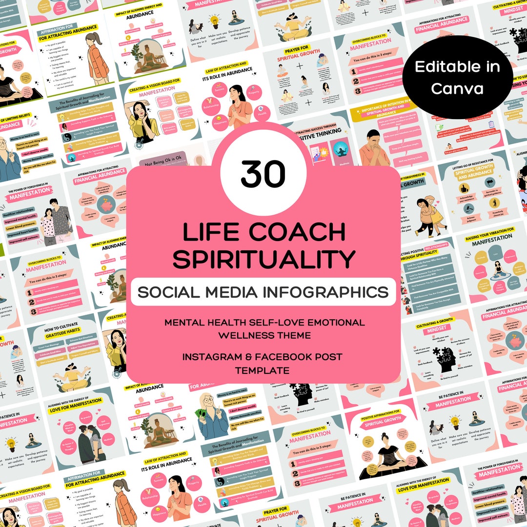 30 Life Coaching Mental Health Infographics Instagram Canva Templates ...