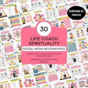 30 Life Coaching Mental Health Infographics Instagram Canva Templates ...