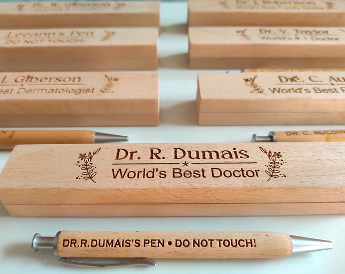 Personalized Wooden Pen Box, Custom Pen Holder Box, Laser Engraved Pen ...