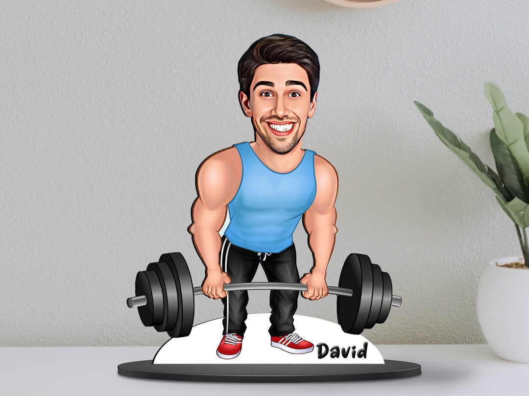 Custom Gym Bodybuilder Caricature: Personalized Weightlifting Portrait ...