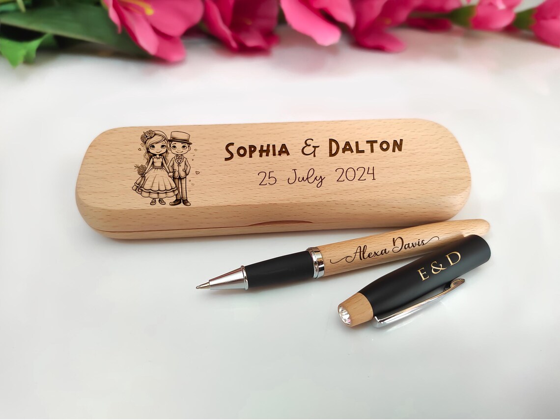 Personalised Wooden Pen Ballpoint & Box Set With Cartoon Character ...