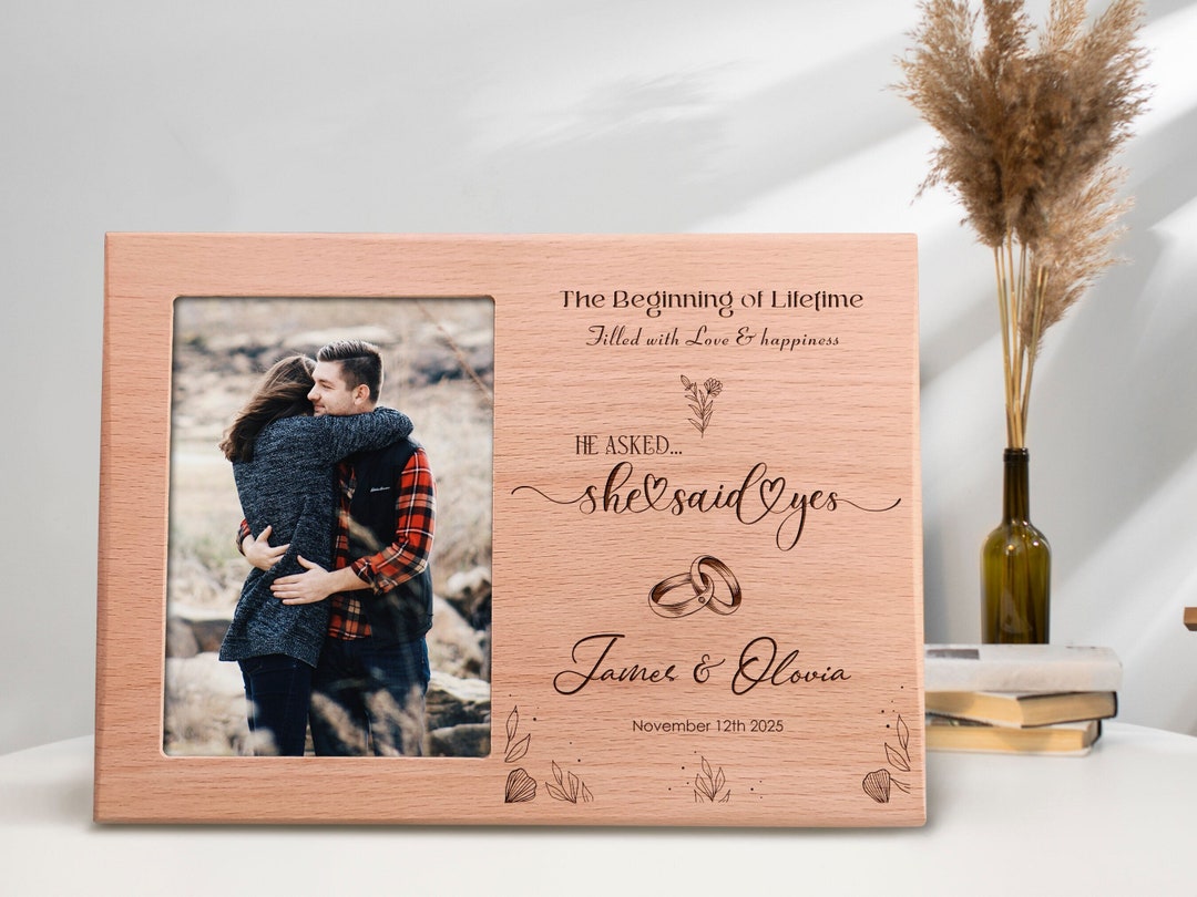 Personalized Engagement Wooden Photo Frame Gift Idea and for Newly ...