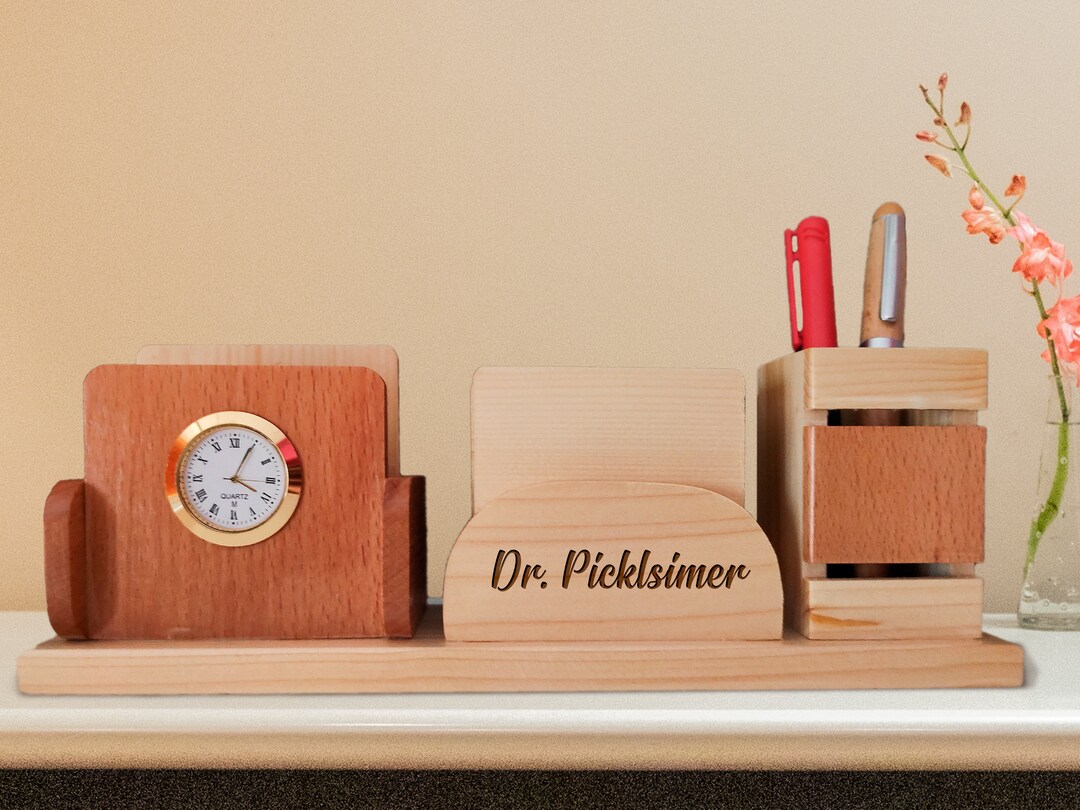 Wood Desk Organizer Custom Unique Gift for Him Doctor Nurse - Etsy