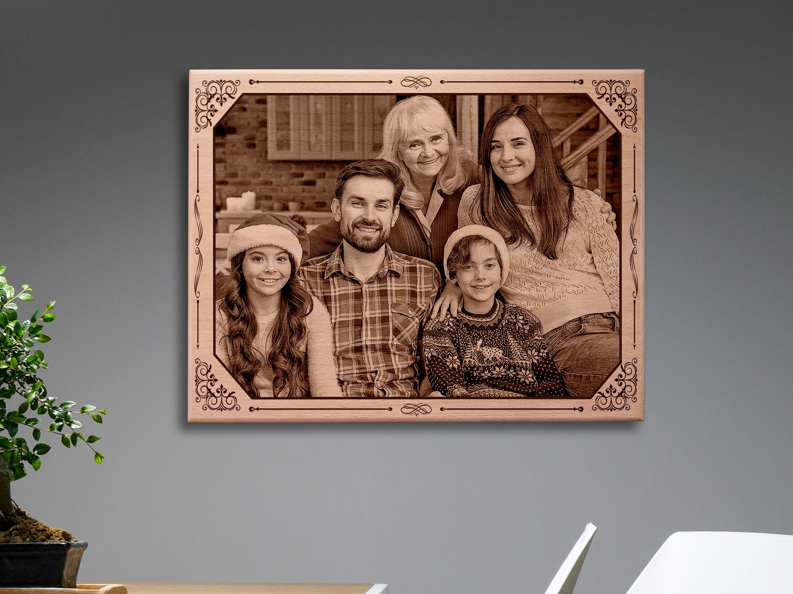 Laser Engraved Wooden Family Portrait: Personalized Wall Art - Etsy