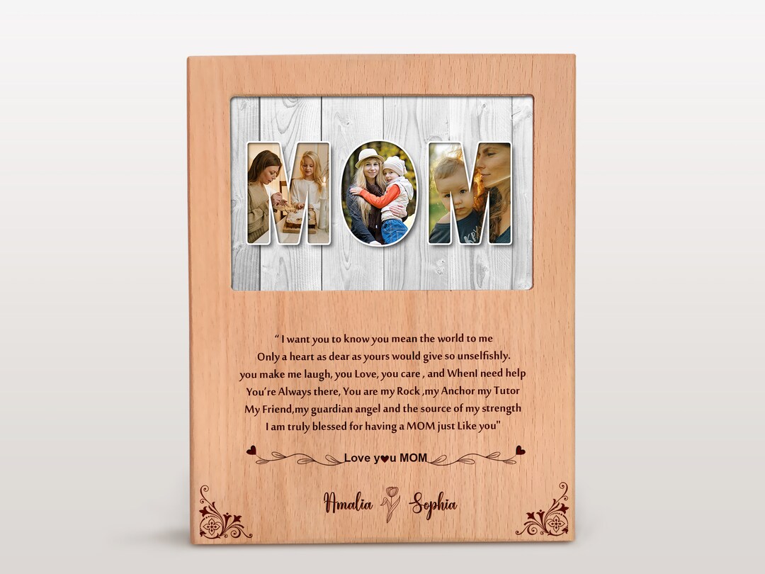 Personalized MOM Alphabet Photo Collage Wooden Engraving Frame Gift for ...