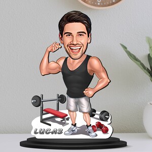 Custom Gym Workout Buddy Caricature Trinket and Frame Art, Gift for ...