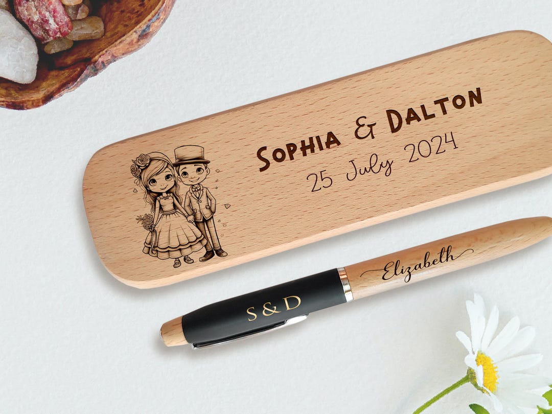 Personalised Wooden Pen Ballpoint & Box Set With Cartoon Character ...