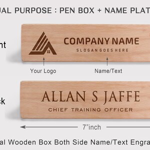 Personalized Wooden Name Plate Box & Ballpoint Pen Set- Desktop Pen ...