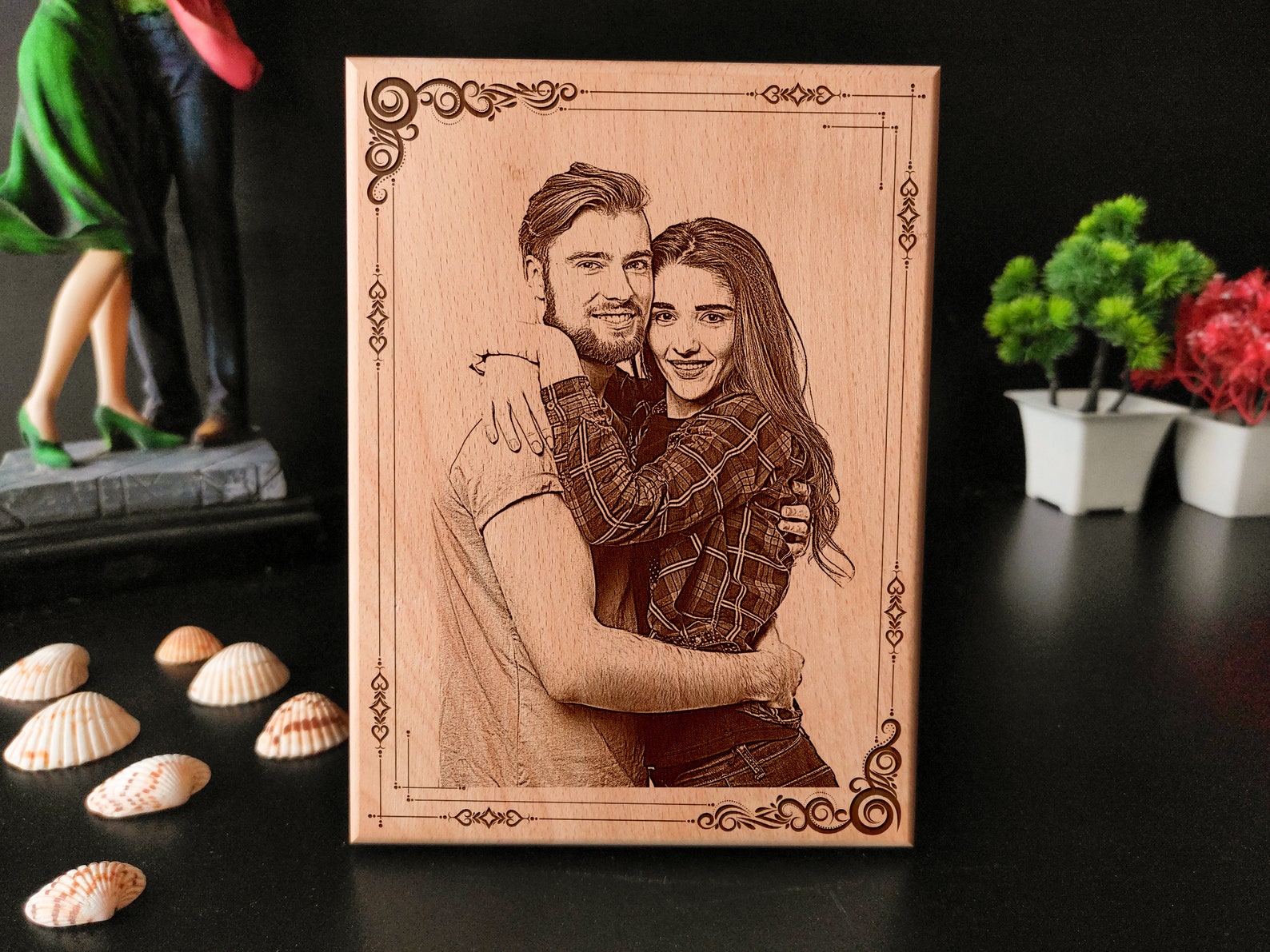 Custom Anniversary Gift Photo on Wood Laser Engraved Wooden Plaque for ...