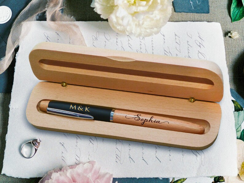 Personalised Wooden Pen Ballpoint & Box Set With Cartoon Character ...