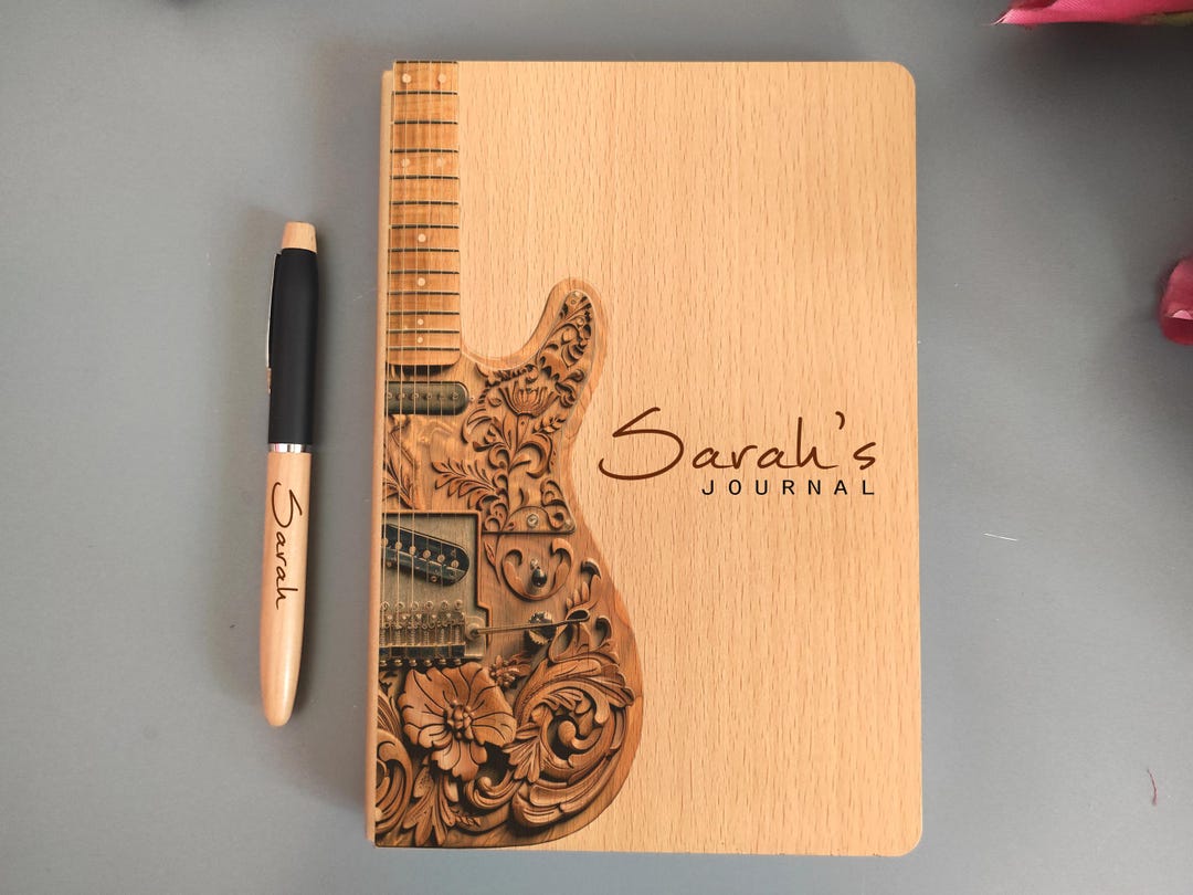 Personalized Wood Notebook for Music Lovers - Custom Guitar Journal ...