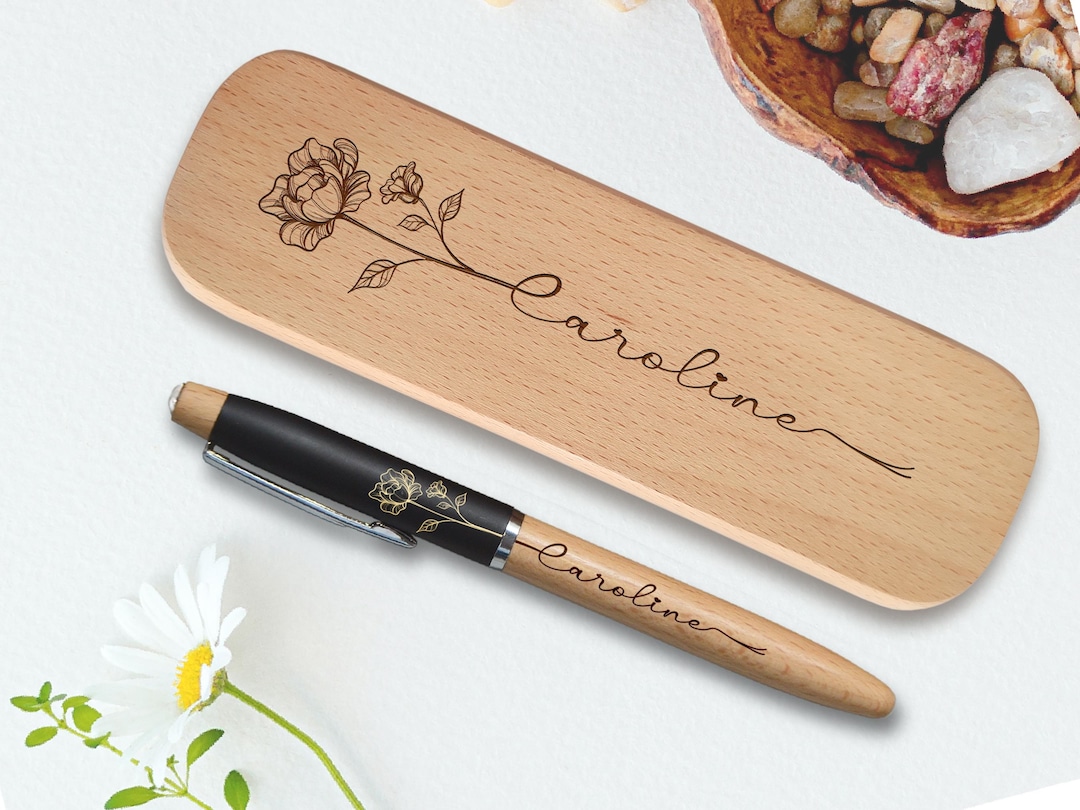 Personalized Wooden Pen Box Set With Ballpoint Engraved Pen Case With ...