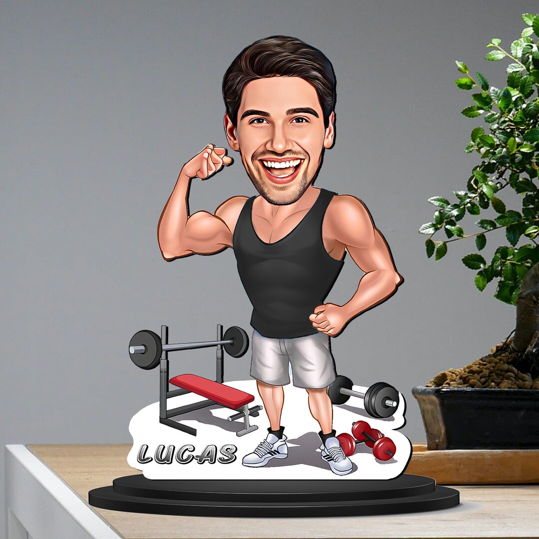 Custom Gym Workout Buddy Caricature Trinket and Frame Art, Gift for ...