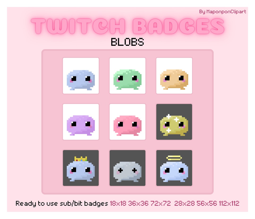 Monster Blob Twitch Badges and Emotes in Pixel Art, Sub-badges and ...