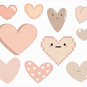 100 Kawaii Hearts Clipart, PNG SVG Format, White and Transparent ...