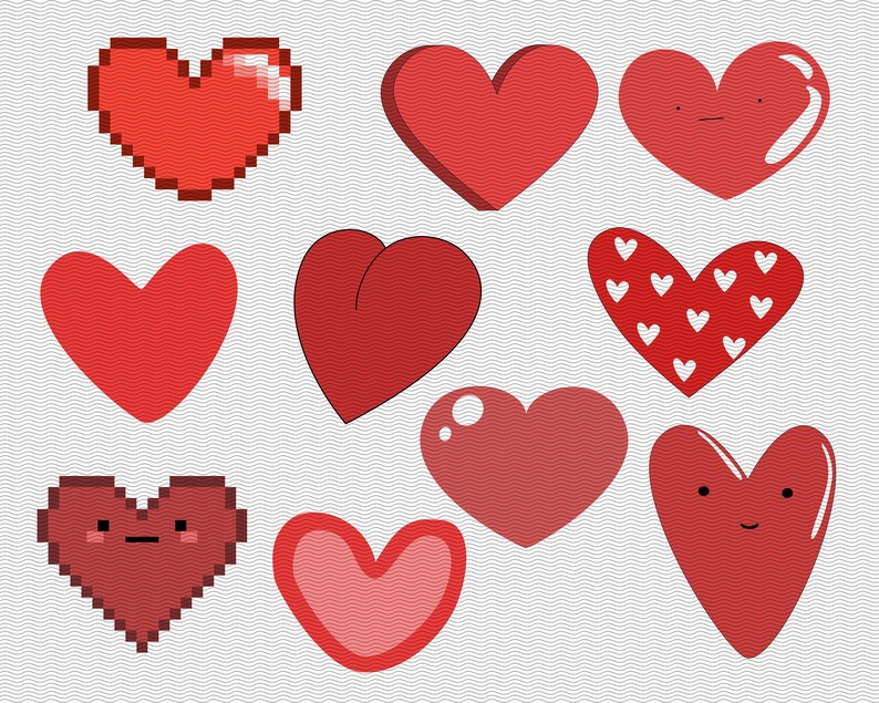 100 Kawaii Hearts Clipart, PNG SVG Format, White and Transparent ...