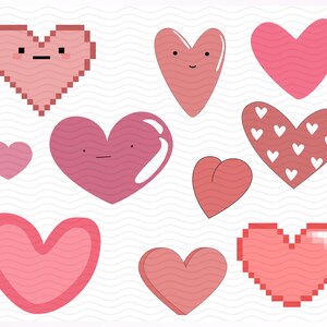 100 Kawaii Hearts Clipart, PNG SVG Format, White and Transparent ...