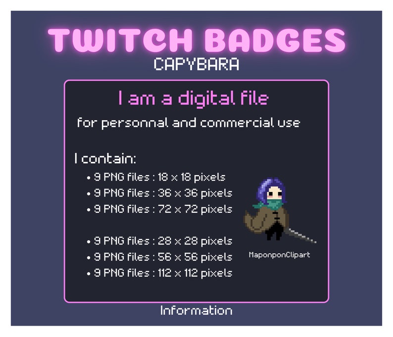 Capybara Twitch Badges and Emotes in Pixel Art, Sub Badges and Channel ...