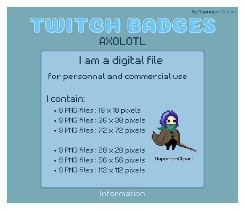 Axolotl Twitch Badges and Emotes in Pixel Art, Sub Badges and Channel ...
