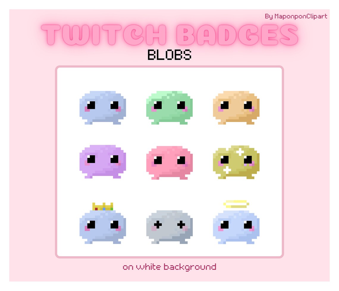 Monster Blob Twitch Badges and Emotes in Pixel Art, Sub-badges and ...
