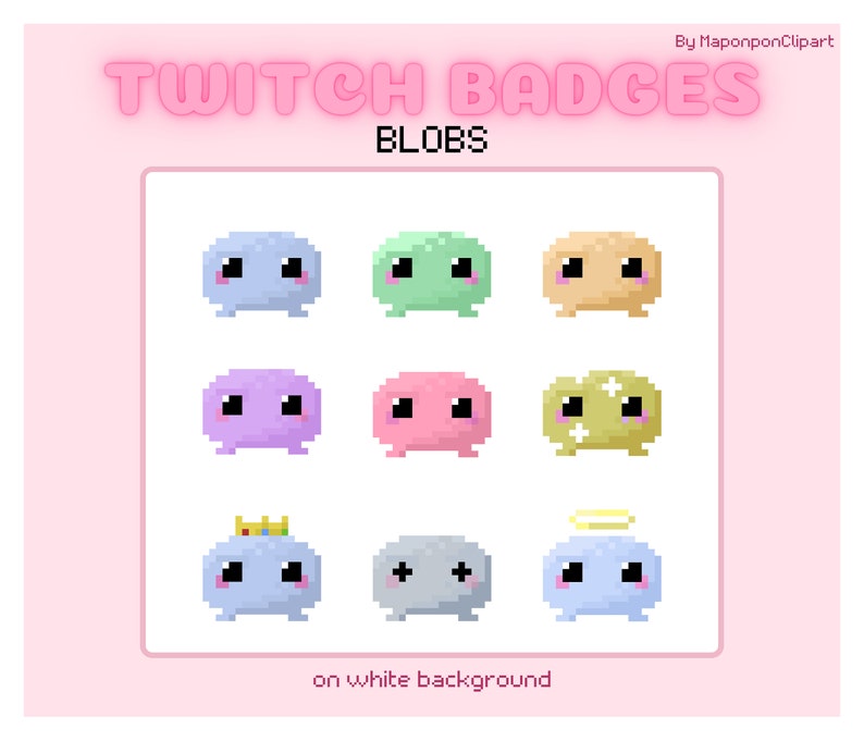 Monster Blob Twitch Badges and Emotes in Pixel Art, Sub-badges and ...