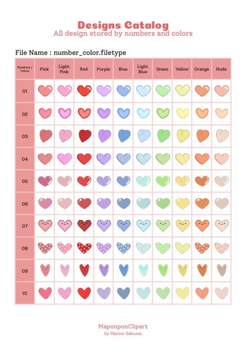 100 Kawaii Hearts Clipart, PNG SVG Format, White and Transparent ...