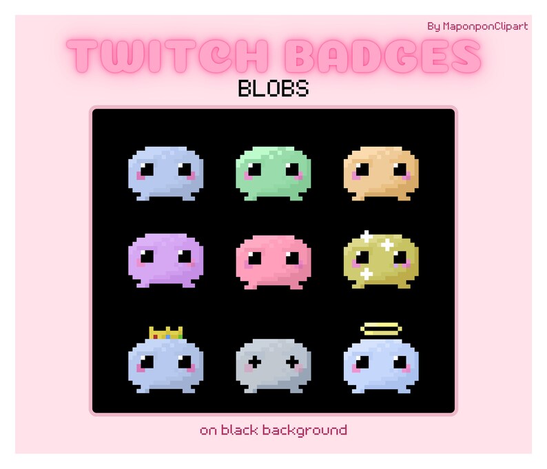 Monster Blob Twitch Badges and Emotes in Pixel Art, Sub-badges and ...