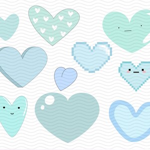 100 Kawaii Hearts Clipart, PNG SVG Format, White and Transparent ...