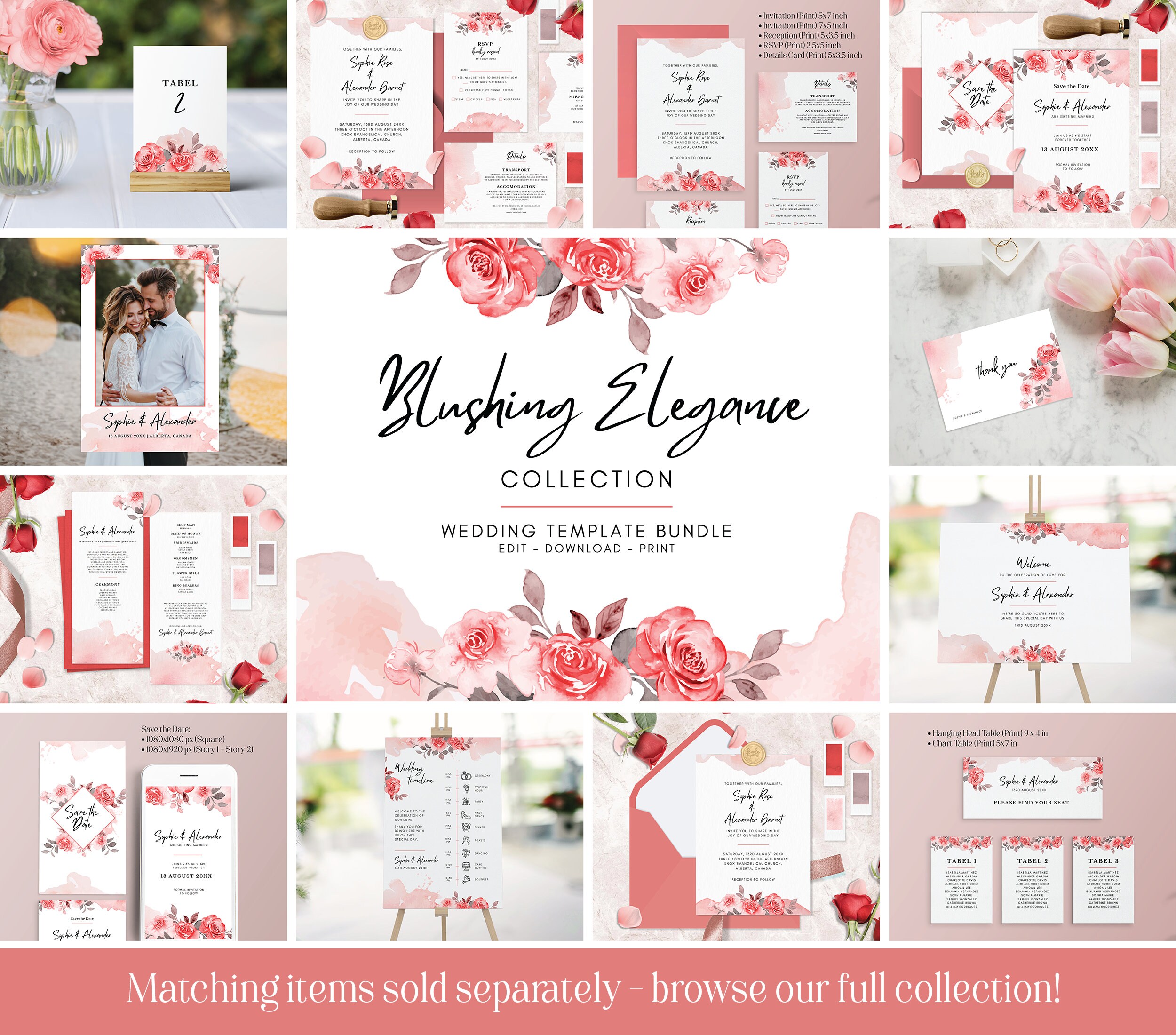 Pastel Roses Welcome Sign, Printable Pink Roses Watercolor Welcome to ...