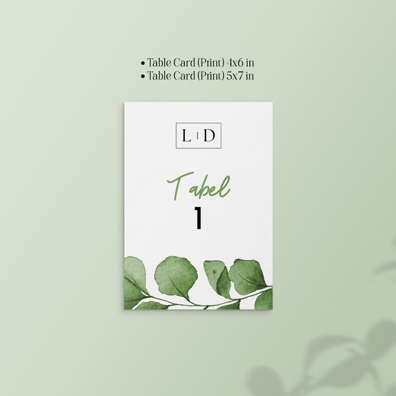 Gentle Eucalyptus Printable Wedding Table Number, Printable Wedding ...