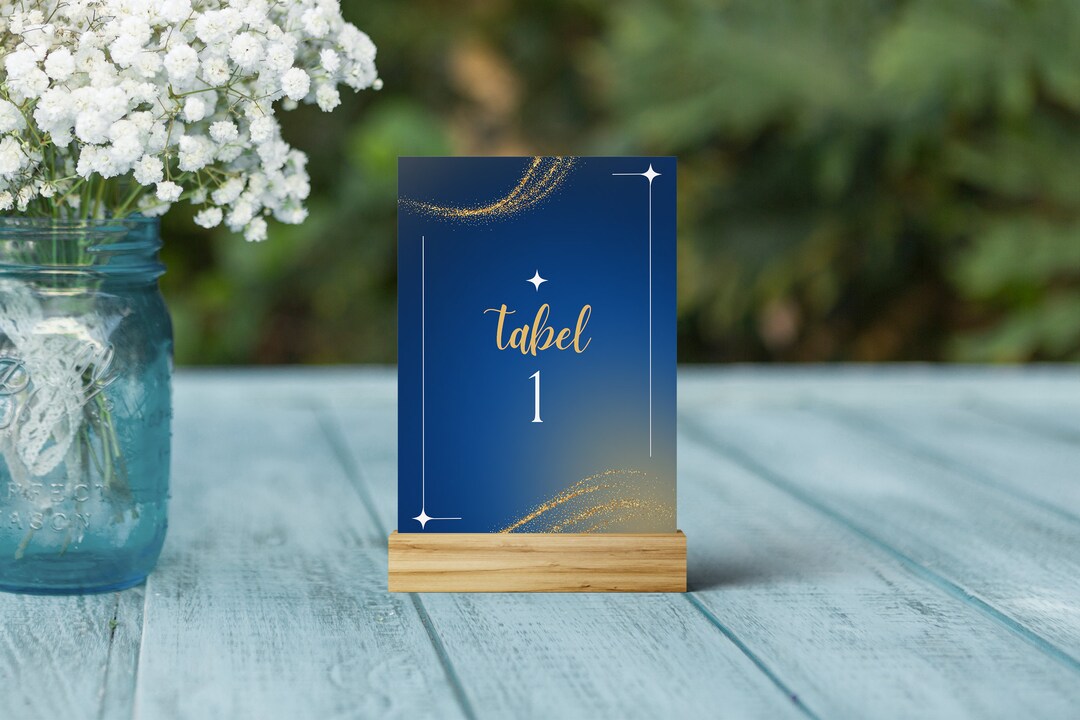 Blue Marble Printable Wedding Table Number, Printable Wedding Table ...