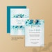Editable Save the Date Blue Turquoise Flowers, Editable Ocean Breeze ...