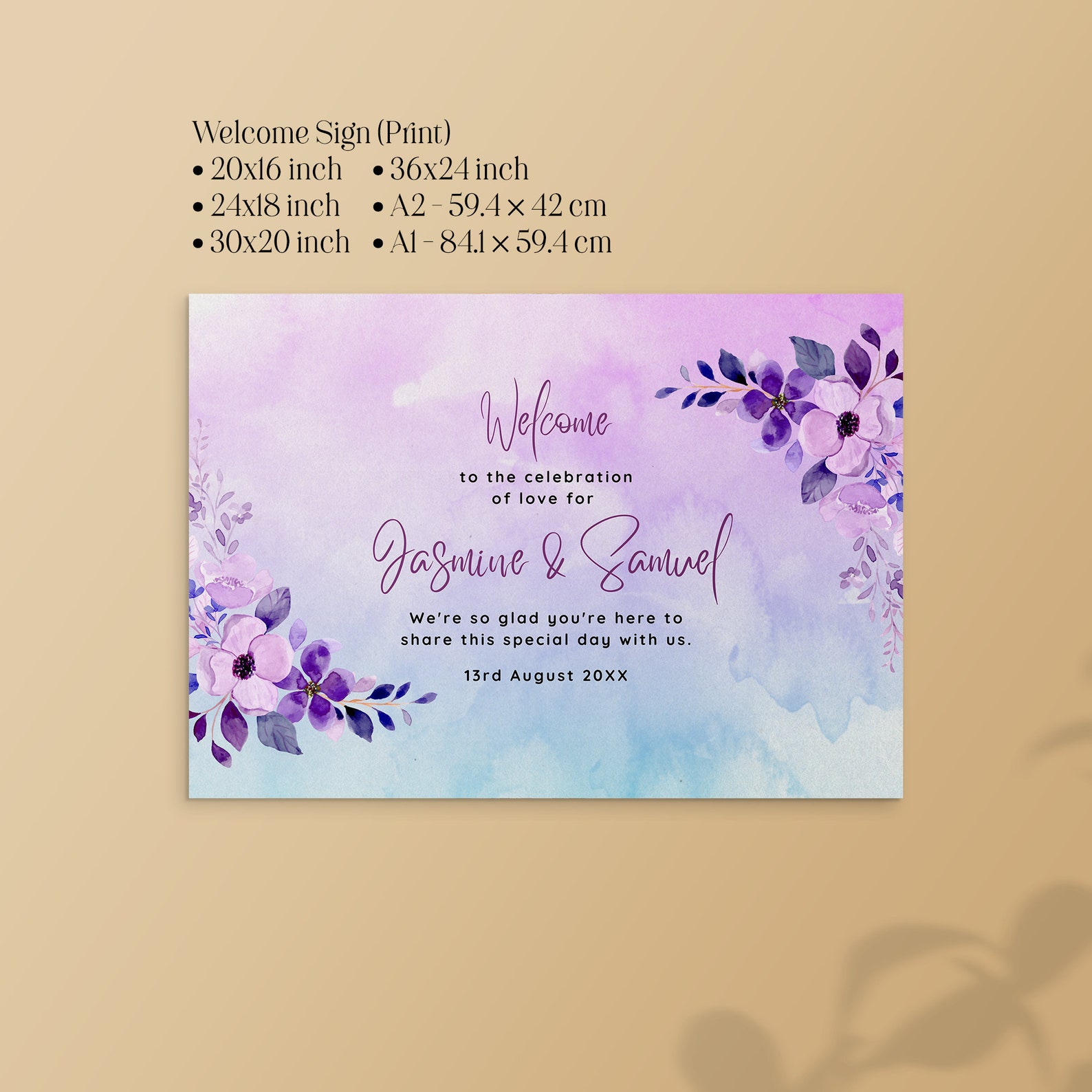 Wedding Candy Pastel Flowers Sign, Printable Pink Blue Purple Flower ...