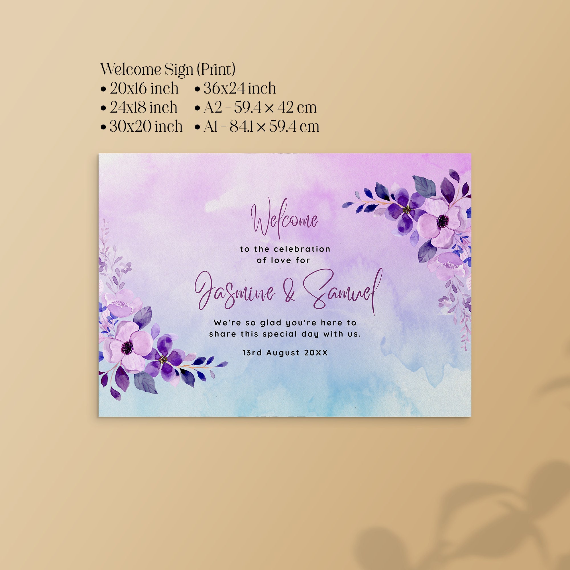 Wedding Candy Pastel Flowers Sign, Printable Pink Blue Purple Flower ...