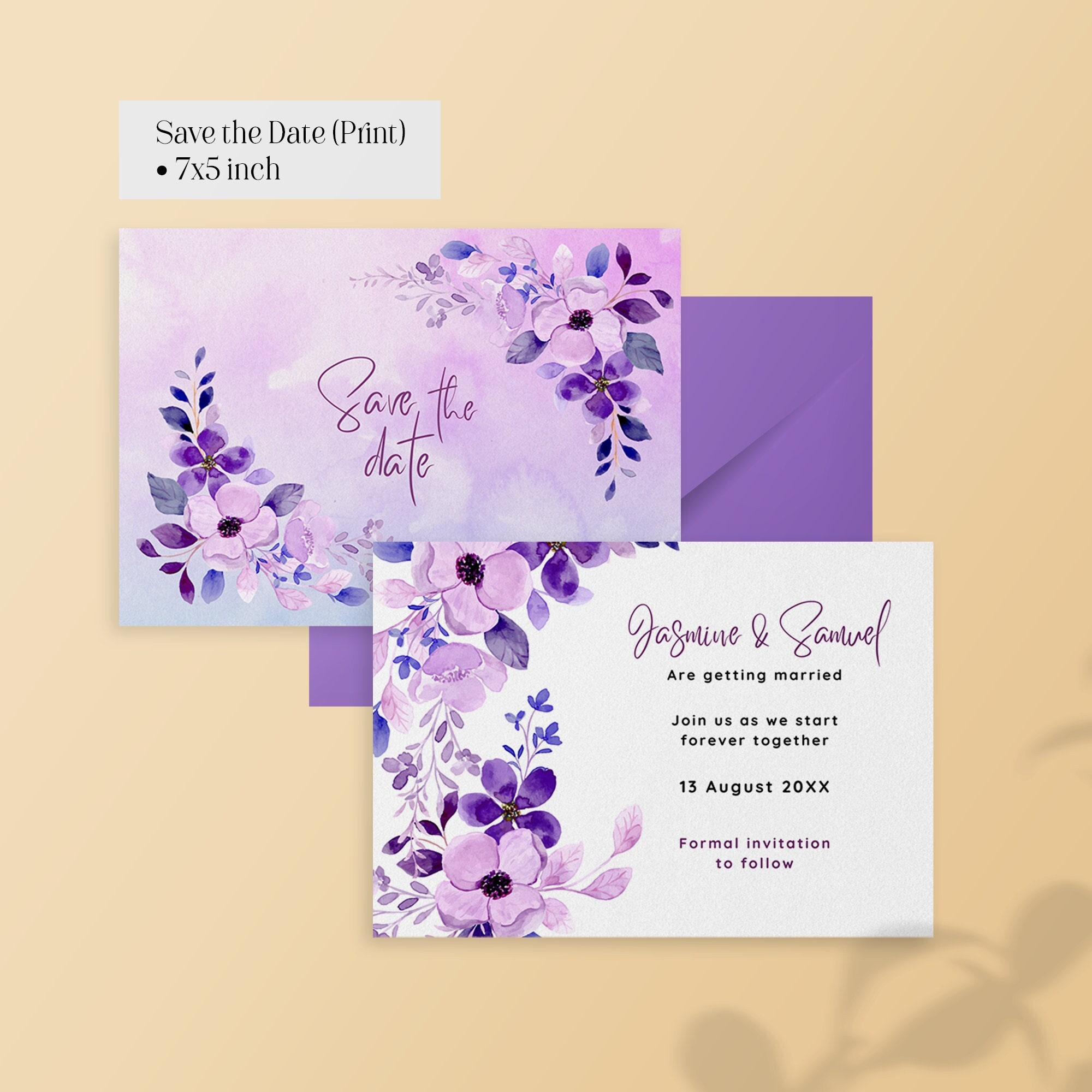Editable Save the Date Candy Pastel Flowers, Editable Pink Blue Purple ...