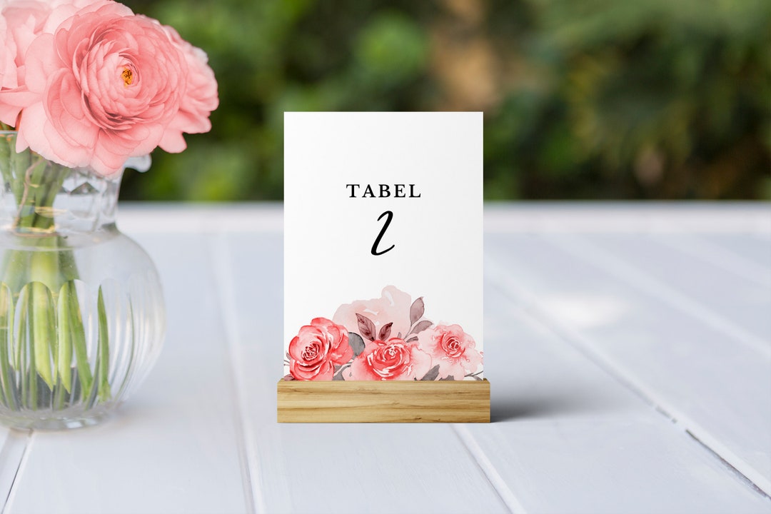 Pastel Roses Printable Wedding Table Number, Printable Wedding Table ...