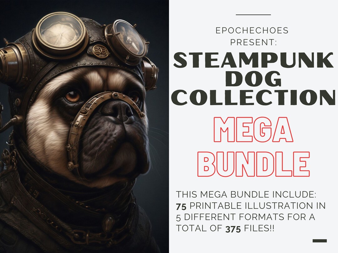 75 Dogs Wall Art Prints, Digital Download, Steampunk Style, Home Decor ...