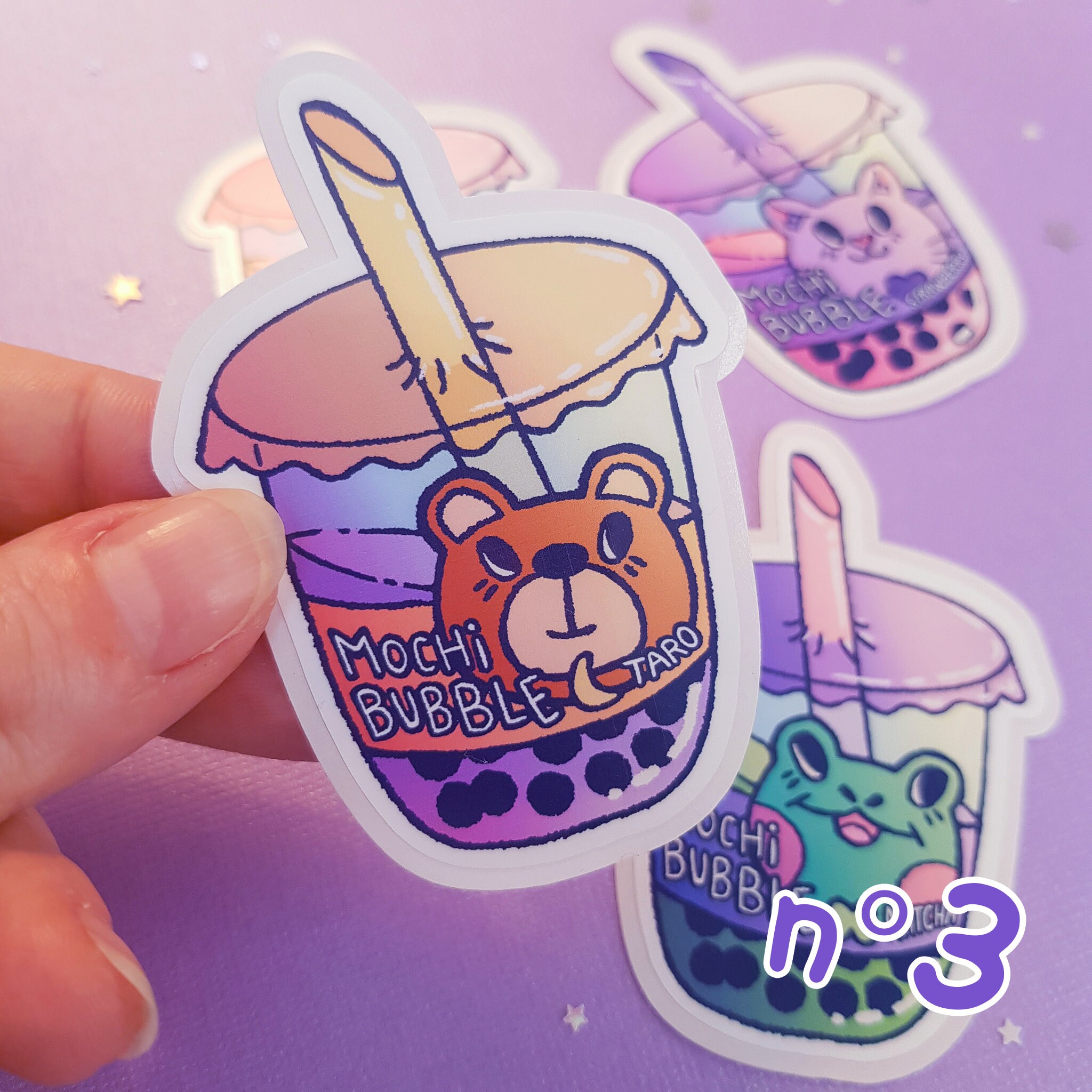 Cute Animal Drink Bubble Tea Individual Waterproof Glossy Sticker Drink ...