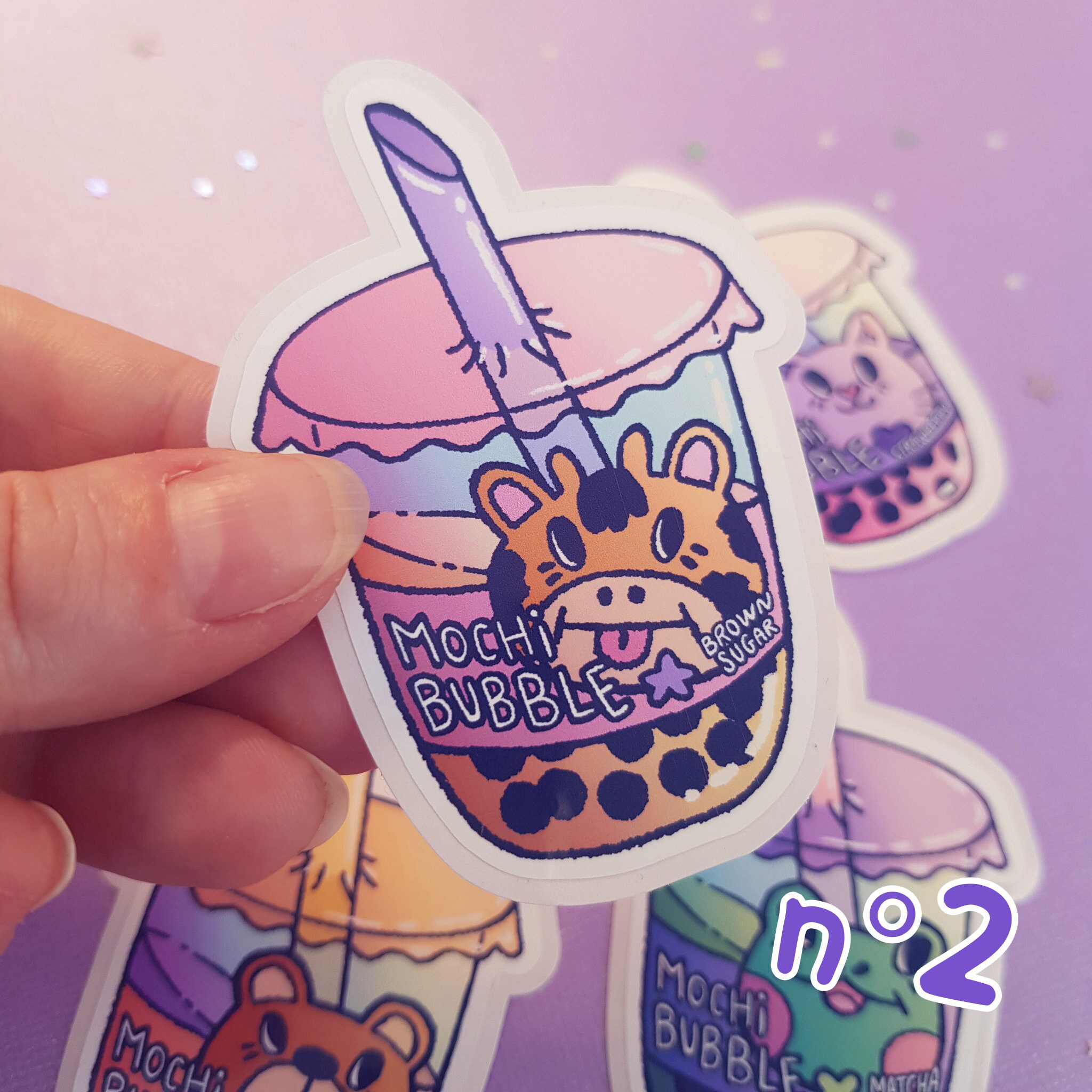 Cute Animal Drink Bubble Tea Individual Waterproof Glossy Sticker Drink ...