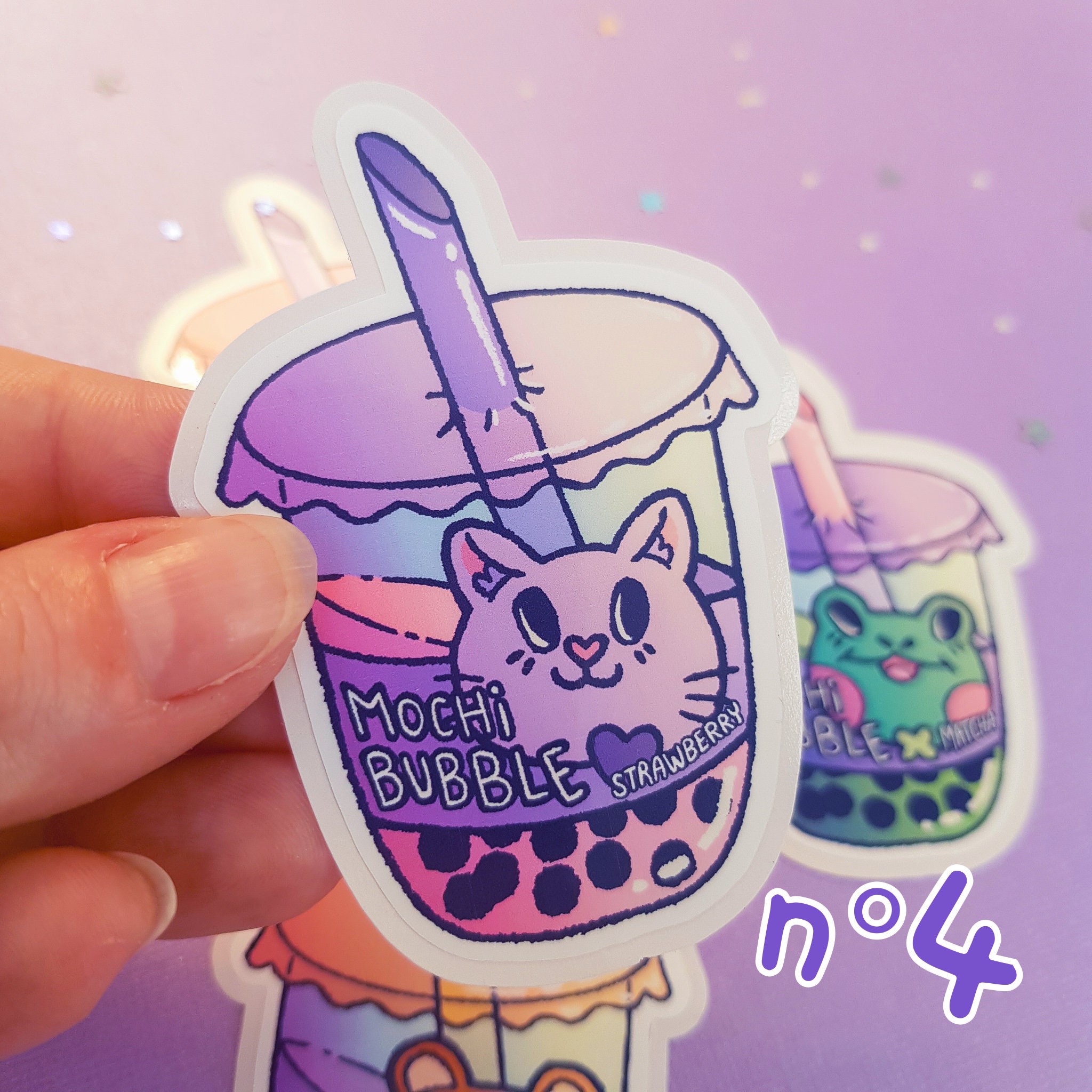 Cute Animal Drink Bubble Tea Individual Waterproof Glossy Sticker Drink ...